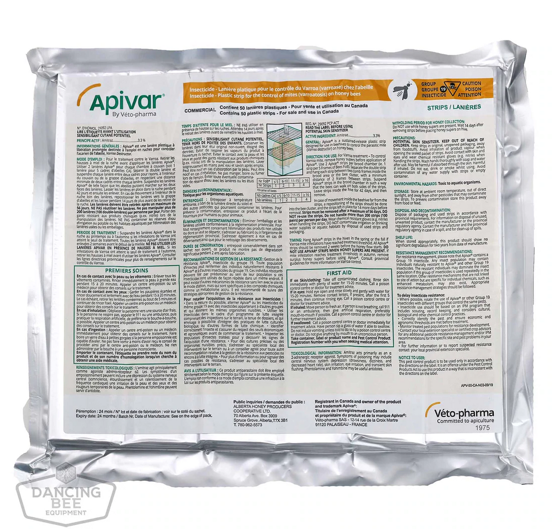 Apivar 60 Pack | Varroa Mite Control | Dancing Bee Equipment