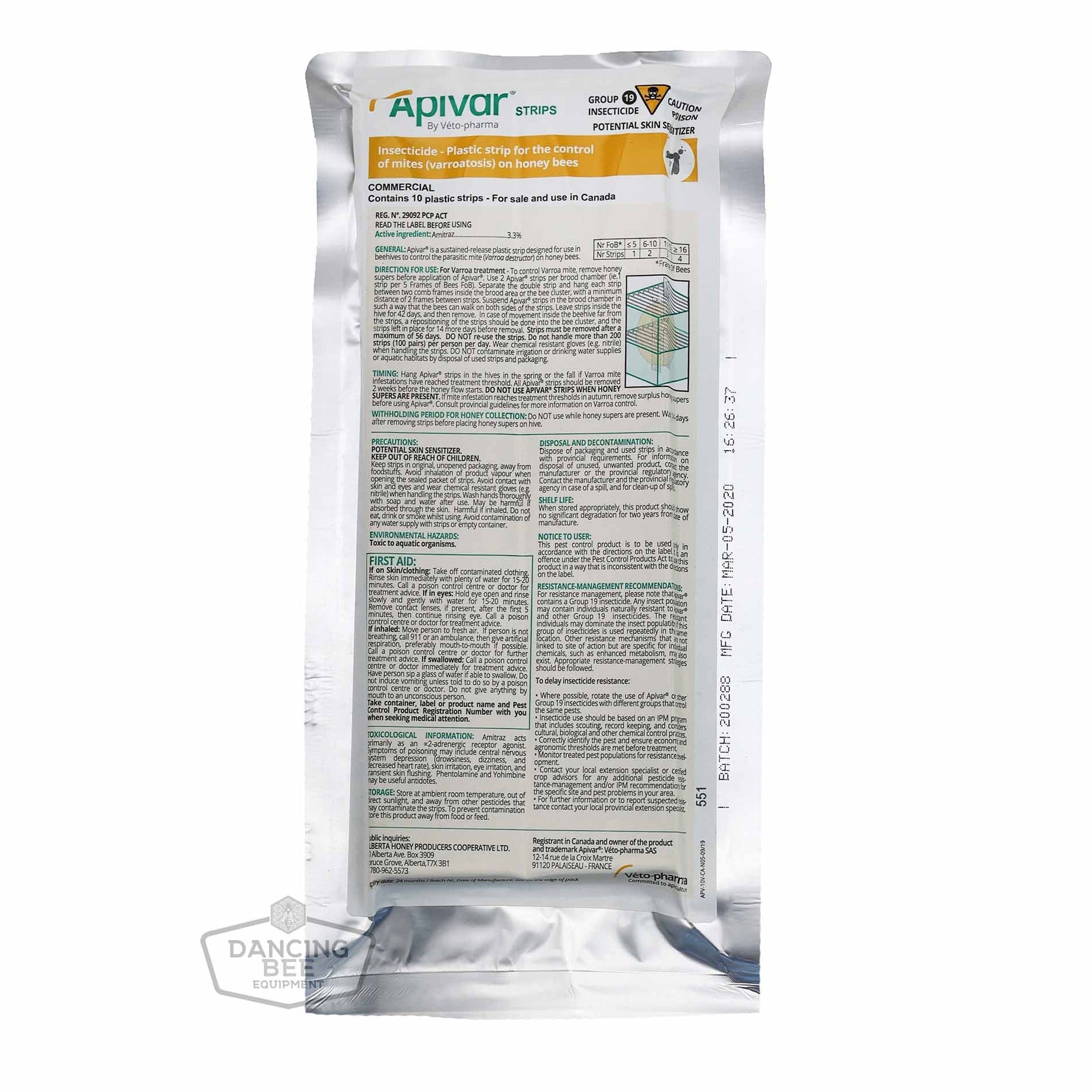 Apivar 12 Pack | Varroa Mite Control | Dancing Bee Equipment