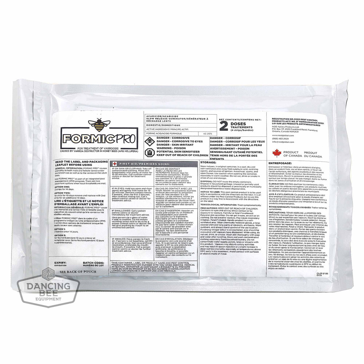 Formic Pro Strips | 2 Dose Pouch | Dancing Bee Equipment